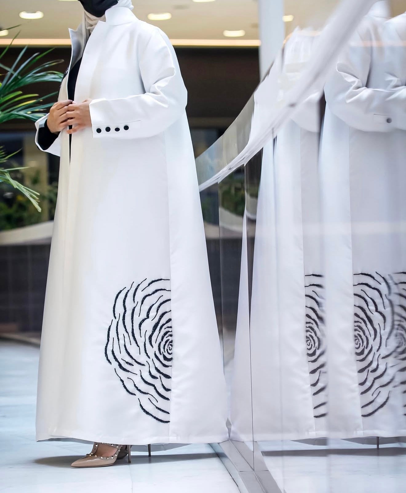 Shadow Abaya ( White ) – Hamem Design