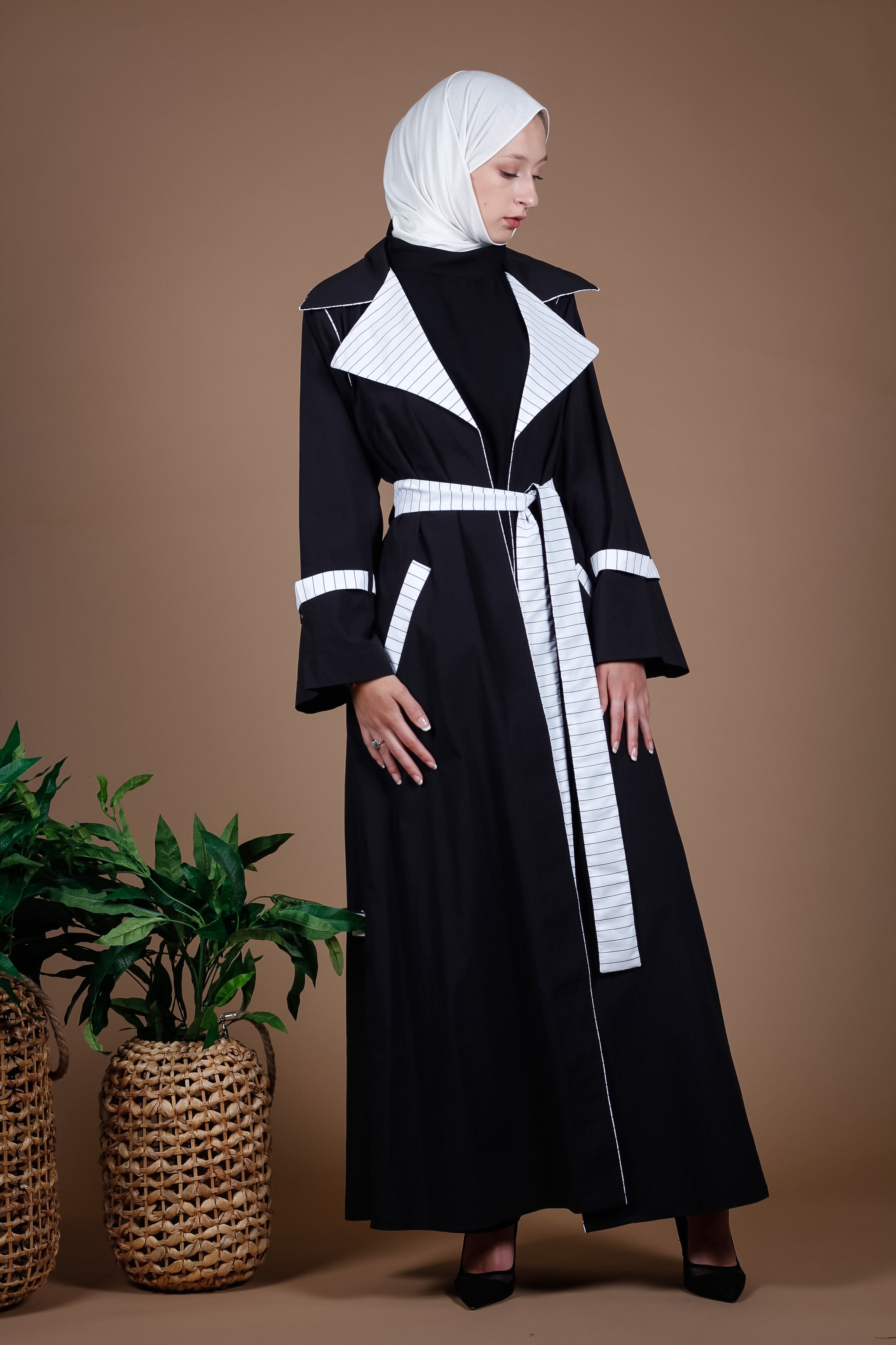بليزر طويل مع قولة مخططة – Hamem Design